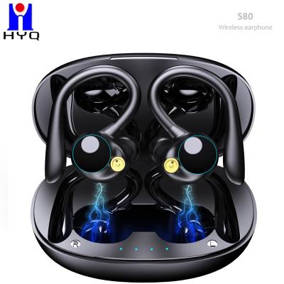 China Black ABS True Wireless Stereo Earhook Earbuds Bluetooth V5.1 55mAh Battery for sale