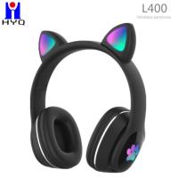 China Dynamic Circle Cute Cat Ear Headphones 100dB Wireless Gaming Headset for sale