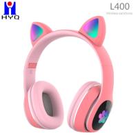 China Dynamic Circle Cute Cat Ear Headphones 100dB Wireless Gaming Headset for sale