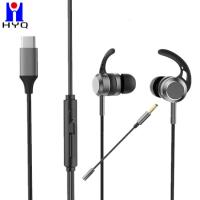 China Type C 3.5mm Wired Stereo Gaming Headset 42dB Sensitivity Dual Mic In-Ear Earphone for PC Phone for sale