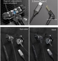 China Type C 3.5mm Wired Stereo Gaming Headset 42dB Sensitivity Dual Mic In-Ear Earphone for PC Phone for sale