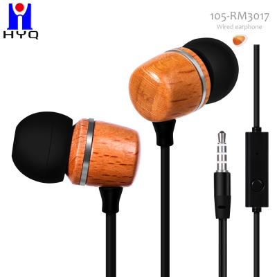 China Wooden Wired In Ear Earbuds 98dB Sensitivity 16 Ohm Impedance Lightweight Music Earphones for sale