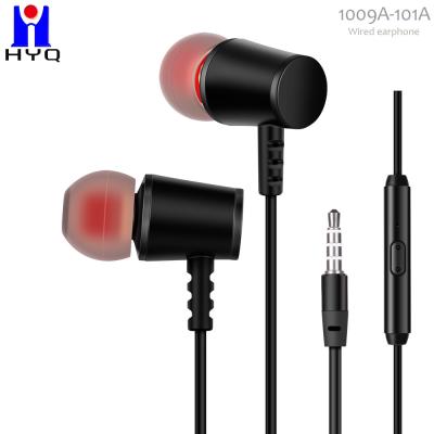 China Wired Bass Earphones 98dB Sensitivity 16 Ohm Impedance 3.5mm Connector Metal Earbuds with Mic for sale