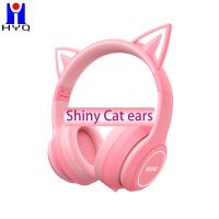 China Bluetooth Gaming Headset Pink Cat Ear Over Ear with Mic 40mm Drivers 400mAh Battery for sale