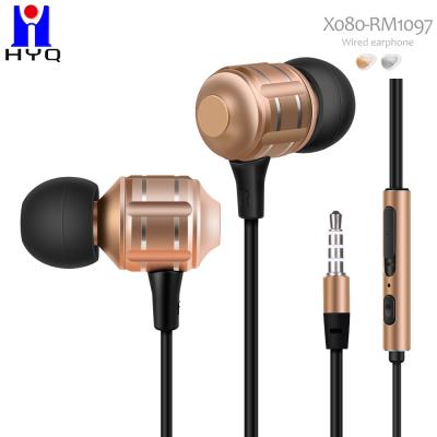 China Wired In Ear Earphones with Mic Volume Control Heavy Bass 3.5mm Metal Headset 32 Ohm for sale