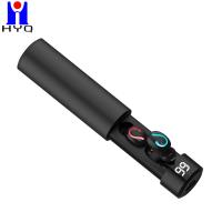 China 2600mAh Digital Display Power Bank Earphones Bluetooth 5.0 TWS Cylindrical Black Battery Case for sale