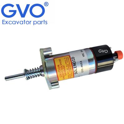 China GVO 1554653 Engine Stop Solenoid Valve Fuel Shutoff Solenoid Valve for E330B E330C 973C Excavator Bulldozer Electrical Component for sale