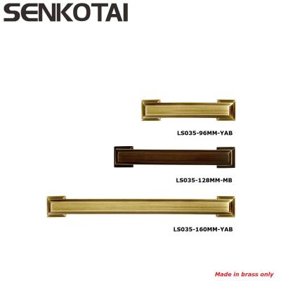 China Brushed Brass Cabinet Handles-  Inches Total Length - Satin Brass Drawer Pulls, Moder for sale