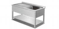 China Farmhouse Style Stainless Steel Sink Single Bowl Laundry Sink With Hot And Cold Water Plumbing Workbench Storage for sale