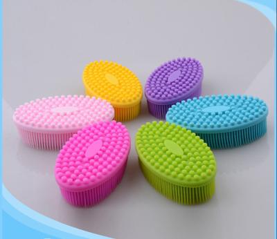 China Customized Logo Silicone Mold Tools Gentle Scrub Massage Skin Baby Shower Brushes for sale