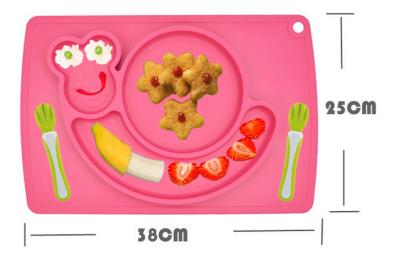 China Non Slip Heat Resistant Custom Silicone Molds Baby Kids Suction Table Food Tray for sale
