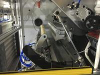 China Automatic Label Paper Sticker Rewinding Machine 330mm Width 350mm Diameter Auto Core Loading for sale