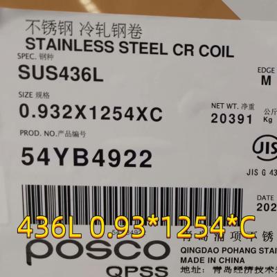 China 436L Stainless Steel Metal Sheet SUS436L 1.2*1219mm For Automotive Exhaust for sale
