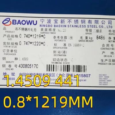 China Cold Rolled AISI 441 DIN1.4509 Stainless Steel Sheet 0.3-4mm With EN10204-3.1 Certificate for sale