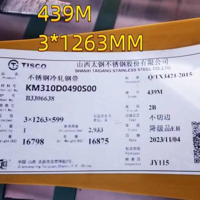 China ASTM A240 439M SUS439 DIN1.4510 Stainless Steel Metal Sheet Cold Rolled Polished 0.4-3mm for sale