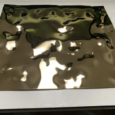 China Mirror Gold Color Water Ripple Stainless Steel Sheet 304 Grade for Decorative Ceiling Panels for sale