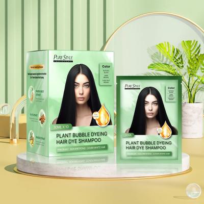 China PureStyle Hair Dye Shampoo Fast Black Organic Bubble Hair Dye Shampoo Herbal Formula OEM Hair Dye Factory Supply MOQ 5000 PCS for sale