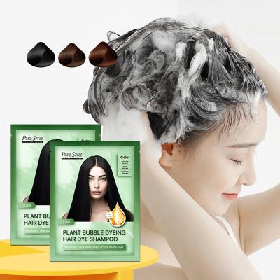 China PureStyle OEM Fast Black Organic Bubble Hair Dye Shampoo 300ml Herbal Formula Hair Color Manufacturer Supply for sale