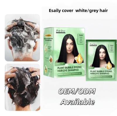 China Plant Hair Dye Shampoo Fast Gray Coverage Factory Supply Bubble Color for Home Use Black Hair Dye Shampoo OEM MOQ 5000PCS for sale