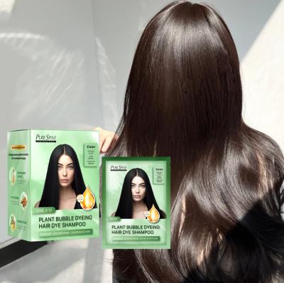 China Hair Color Manufacturer OEM Herbal  Bubble Hair Dye Shampoo Black Hair Dye Gray Coverage Organic Hair Colour  Shampoo for sale