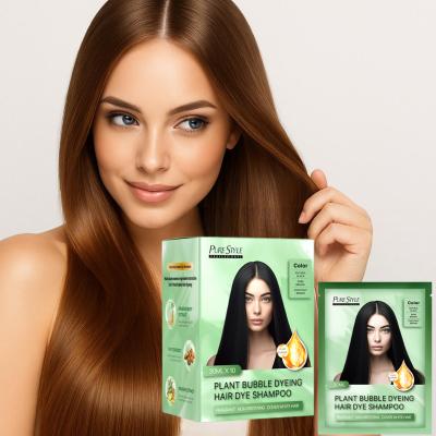 China OEM Homeuse Plant Hair Dye Shampoo Fast Gray Coverage Bubble Black Color Shampoo Ammonia Free Hair Dye  Hair Dye Factory Supply for sale