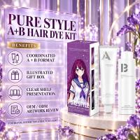 China 100ml+100ml Illustrated Carton Hair Dye Gift Box OEM A+B Hair Color Kit for Home Hair Dye Kit for sale