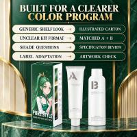 China Green Illustrated Carton Hair Dye Gift Box with Agent A Cream Tube and Agent B Developer Bottle for OEM ODM OBM A+B Hair Color Kit for sale