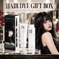 China Illustrated Carton A+B Hair Dye Gift Box with Fresh Mild Aroma for OEM ODM OBM Home Hair Dye Kit Projects for sale