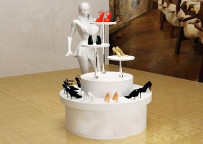 China White Round Shape Shop Display Shelving White Color For Shoes Bags for sale