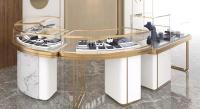 China Luxurious Curved Marble Jewelry Cabinet With Electronic Locks For Jewellery Exhibition for sale