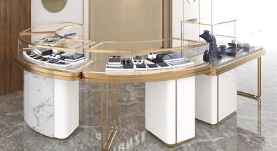 China Luxurious Curved Marble Jewelry Cabinet With Electronic Locks For Jewellery Exhibition for sale