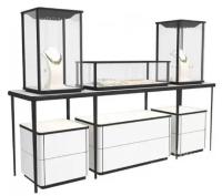 China Stainless Steel Desk Jewelry Store Showcase with Lockable Electrical Drawers and Glass Shelves for sale
