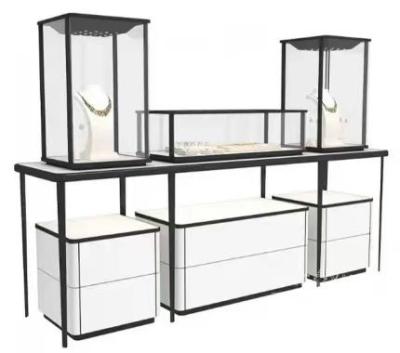 China Stainless Steel Desk Jewelry Store Showcase with Lockable Electrical Drawers and Glass Shelves for sale