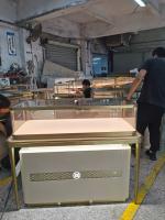 China Safe Round Conner Wooden Jewelry Display Cases With 4000K-6000k Led Lighting for sale