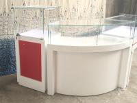 China 1350mm Lighted Glass Jewelry Showcase Round Corner Design With Locking for sale