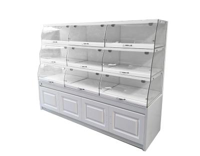 China Wooden Material Food Store Shelving Bread Display Cabinet Easy Assemble for sale