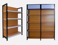 China High End Brown Supermarket Display Shelving Grain Wood Metal Material for sale
