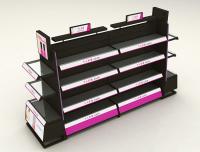China Stainless Steel Cosmetic Display Shelves With Light Box Customized Shape for sale