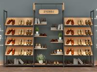 China Metal Frame Free Standing Shoe Display Rack / Shoe Display Wall Shelves Adjustable Layer for sale