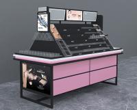 China 1650mm Pink Counter Cosmetic Display Shelves Mirror Middle Island Showcase for sale