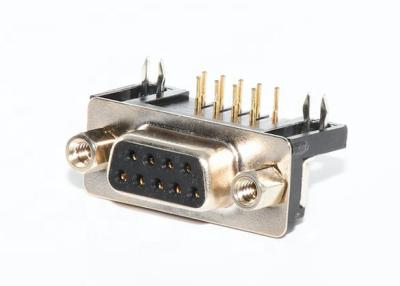 China Right Angle DIP Type PCB Mounting Connector / DR-9Pin Female D-SUB Miniature Connectors for sale