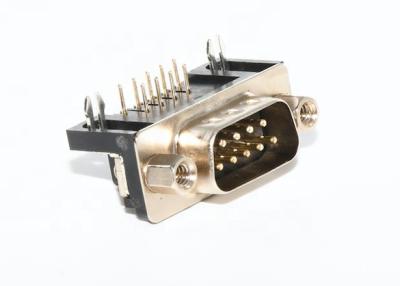 China DR 90° D-SUB 9P Small Electrical Connectors Male To PCB For RS232 Extension Cable for sale