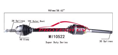 China MI10522E CV Axle Assembly Heavy Duty Clamp TPEE Boot  Cold Forging Grinding Process Technology EXTREME Weather Unit for sale