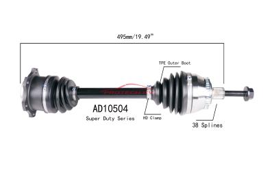 China AD10504 CV Axle Assembly Heavy Duty Clamp TPEE Boot  Cold Forging Grinding Process Technology EXTREME Weather Unit for sale