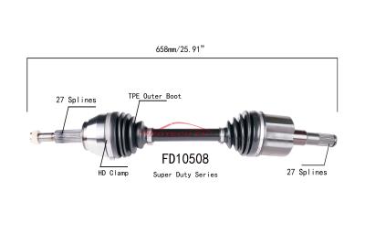 China FD10508 CV Axle Assembly Heavy Duty Clamp TPEE Boot  Cold Forging Grinding Process Technology EXTREME Weather Unit for sale