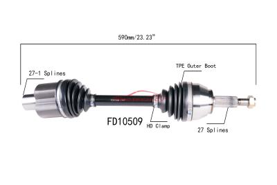 China FD10509 CV Axle Assembly Heavy Duty Clamp TPEE Boot  Cold Forging Grinding Process Technology EXTREME Weather Unit for sale