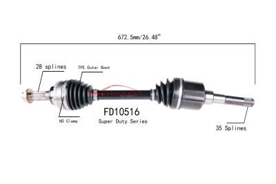 China FD10516 CV Axle Assembly Heavy Duty Clamp TPEE Boot  Cold Forging Grinding Process Technology EXTREME Weather Unit for sale