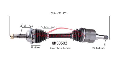 China Heavy Duty Clamp TPEE Boot GM30502 CV Axle Assembly  Cv Drive Shaft for sale