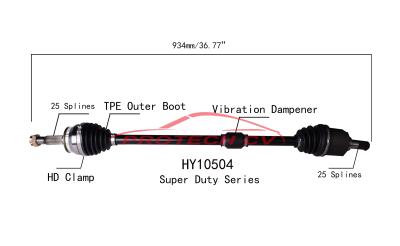 China HY10504 CV Axle Assembly TPEE Boot Cold Forging Grinding Process Technology for sale