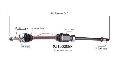 China MZ10030ER Axle Shaft Assembly Mazda Front Right Cv Axle Shaft EXTREME Weather Unit for sale